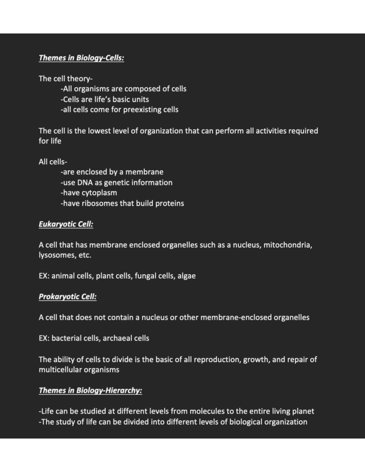 Chapter 1-Bio 149-001 :Themes-Cells - BIOL 149 - Studocu