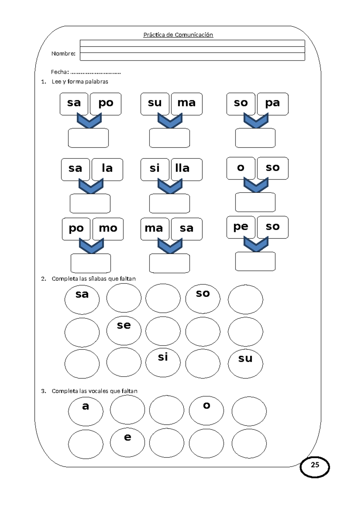 2 forma palabras de 2 silabas - Prácticas - Práctica de Comunicación ...