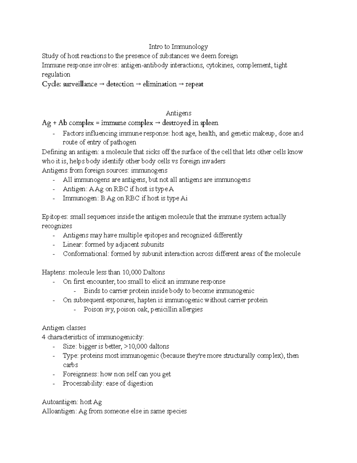 Intro to Immunology, Ag, Ab - Intro to Immunology Study of host ...