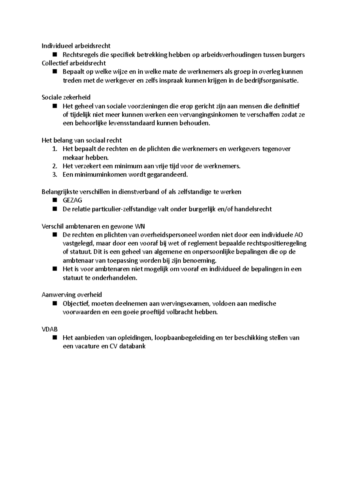 Sociaal Recht Samenvatting Individueel Arbeidsrecht Rechtsregels Die