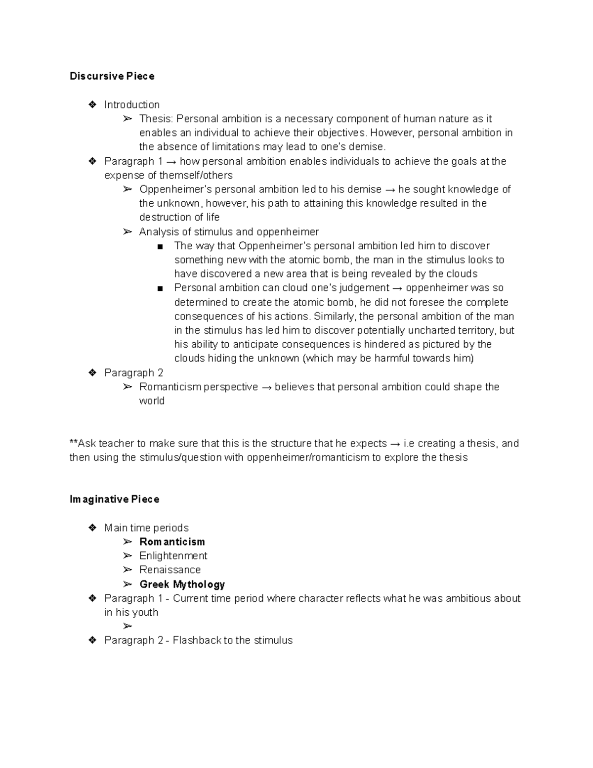 Discursive and imaginative piece notes - Discursive Piece Introduction ...