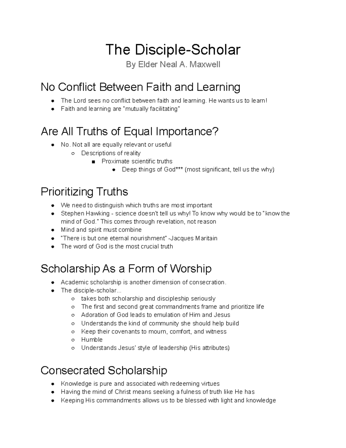 The Disciple-Scholar - Notes for Dr. Dynes' assigned reading "The ...
