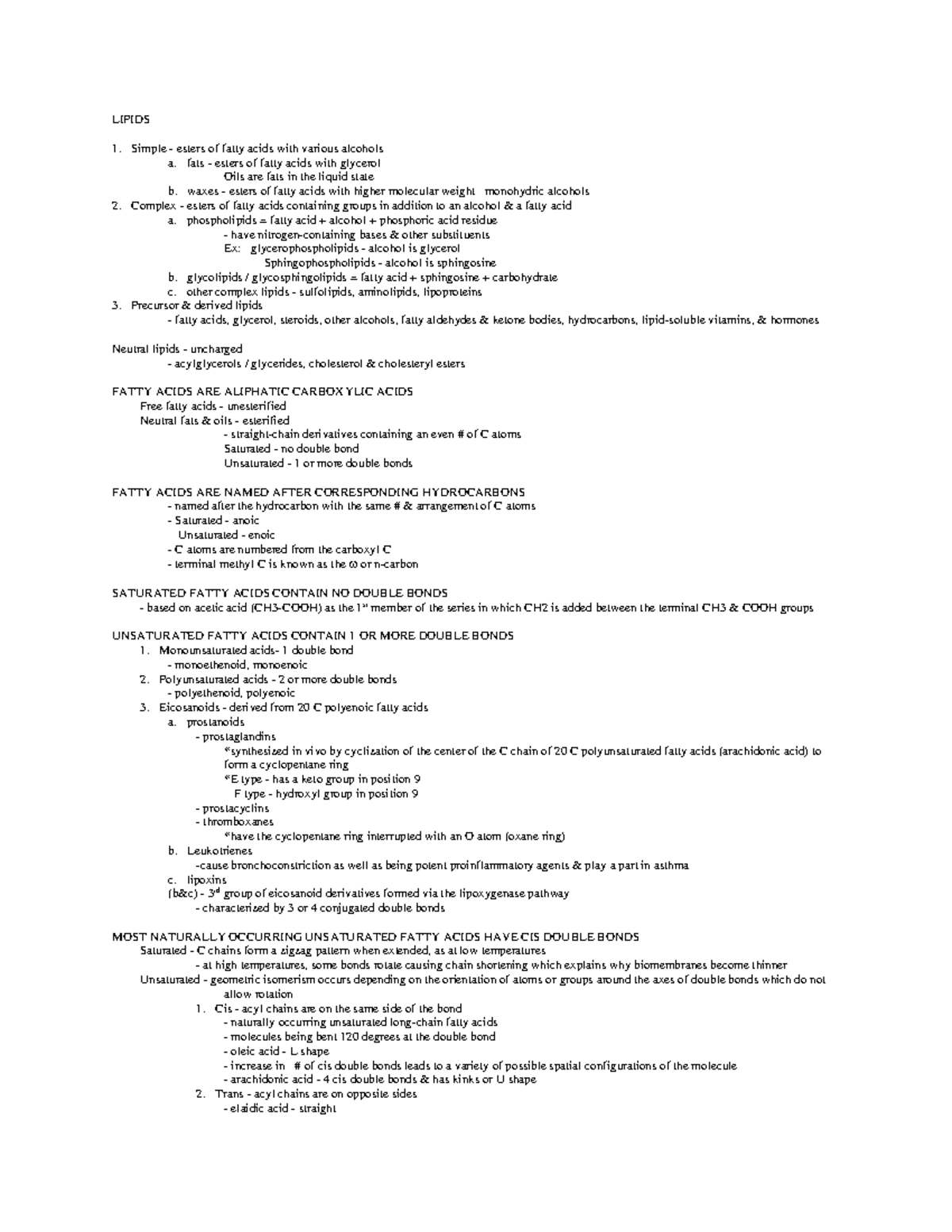 Lipids - Biochemistry - LIPIDS Simple - esters of fatty acids with ...