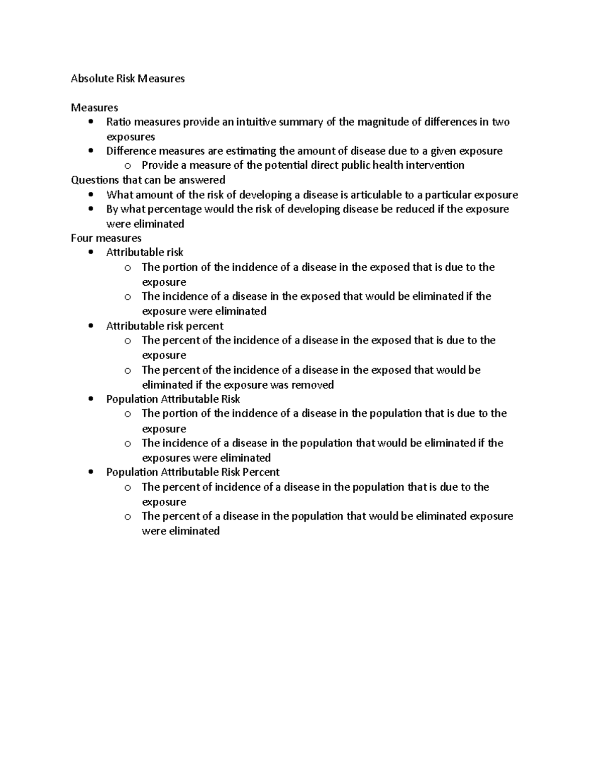 Absolute Risk Measures 11:6 - Absolute Risk Measures Measures Ratio ...