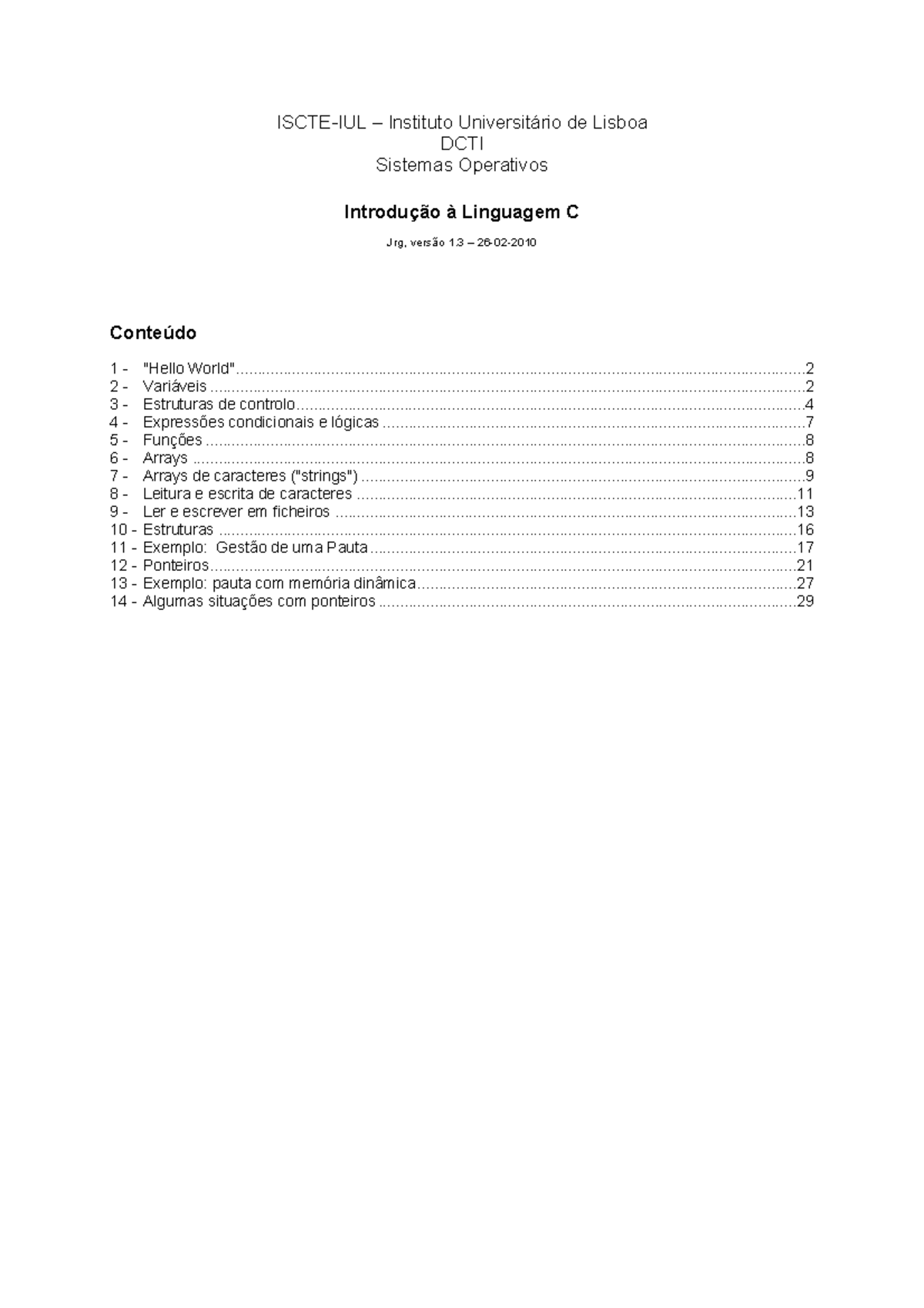 Introducao-c-v3 - Resumos - ISCTE-IUL – Instituto Universitário de ...