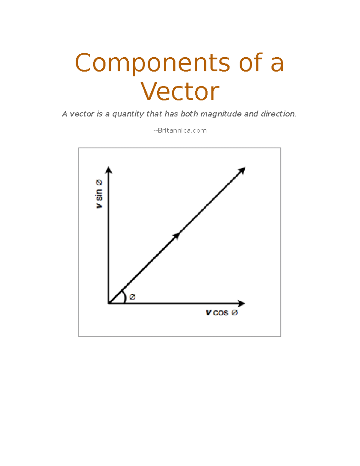 Lab report 2. Components of a Vector - Components of a Vector A vector ...