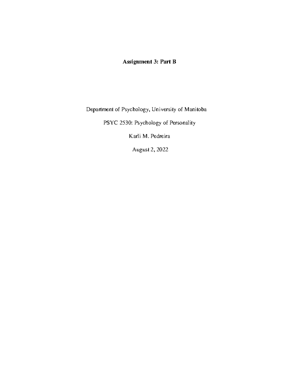 Pysc 2530 assignment 3 for stu docu - Assignment 3: Part B Department ...