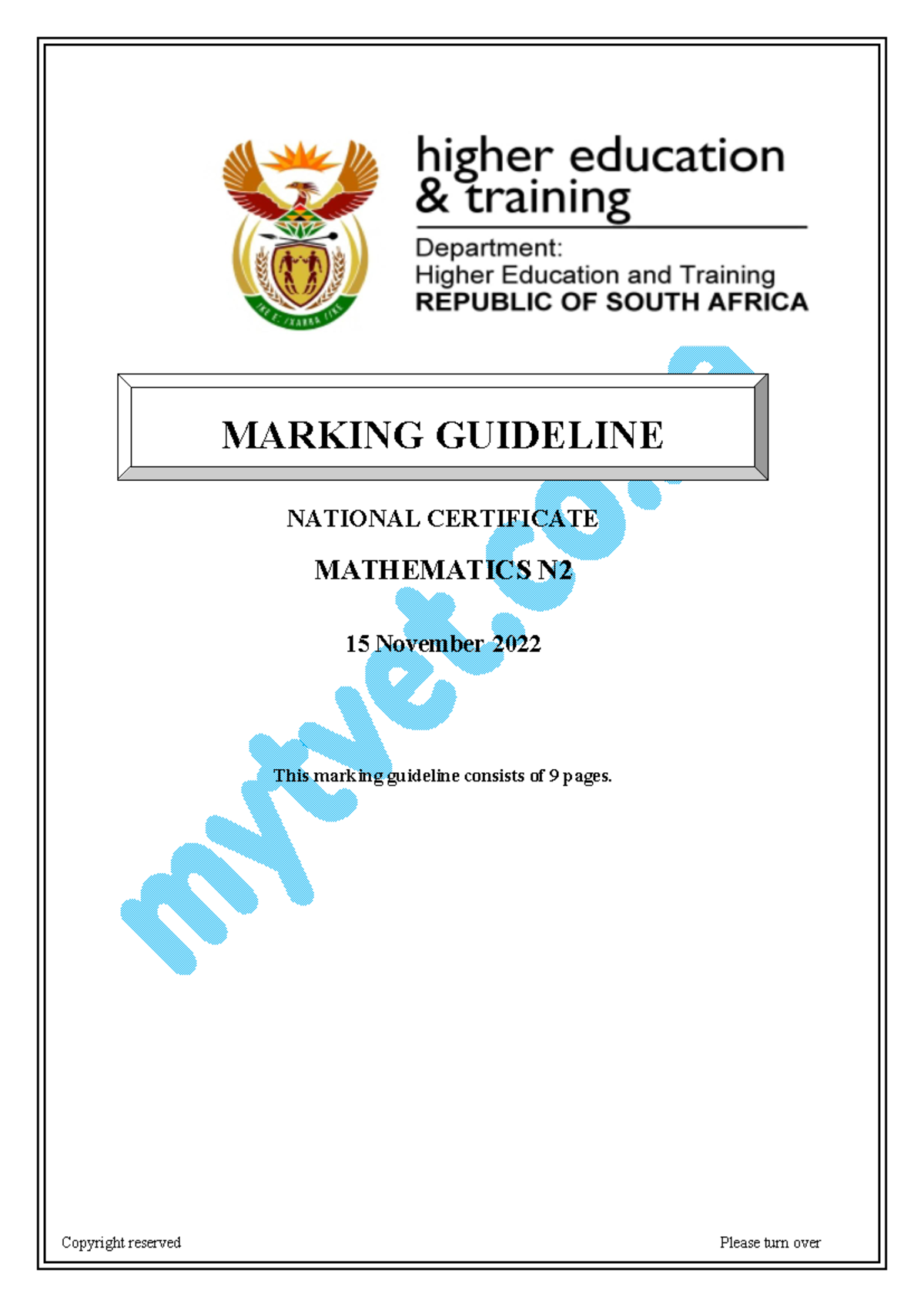 Mathematics N2 November 2022 Memorandum - NATIONAL CERTIFICATE ...