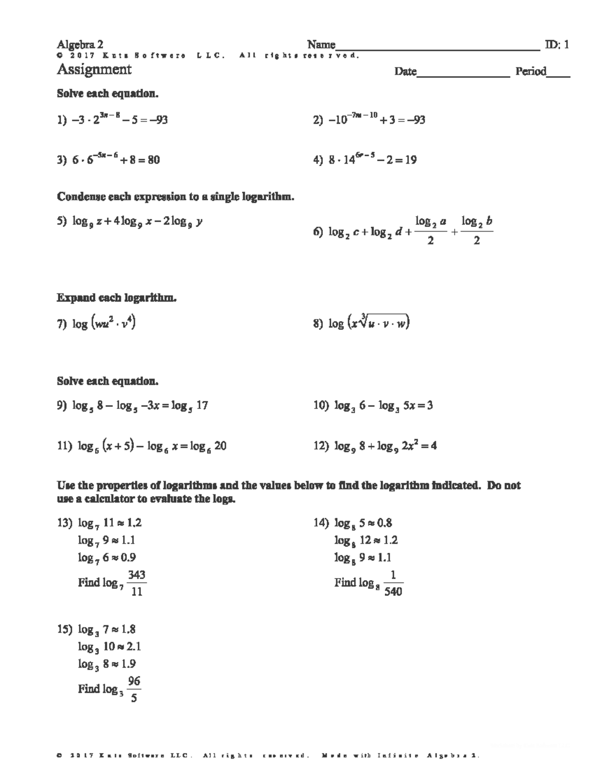 Logs practice Unit 2 - Studocu