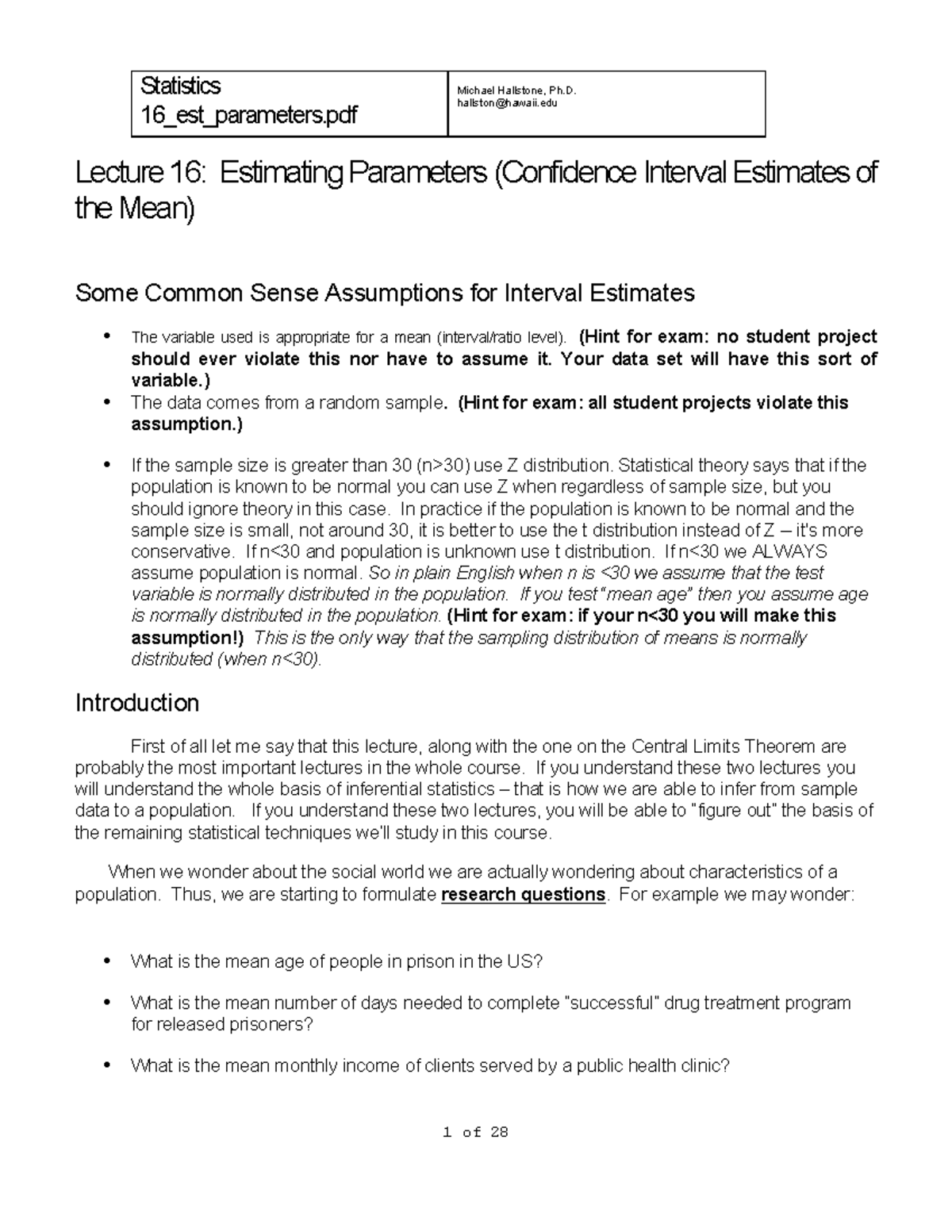16 est parameters - Parameter - Statistics 16_est_parameters Michael ...