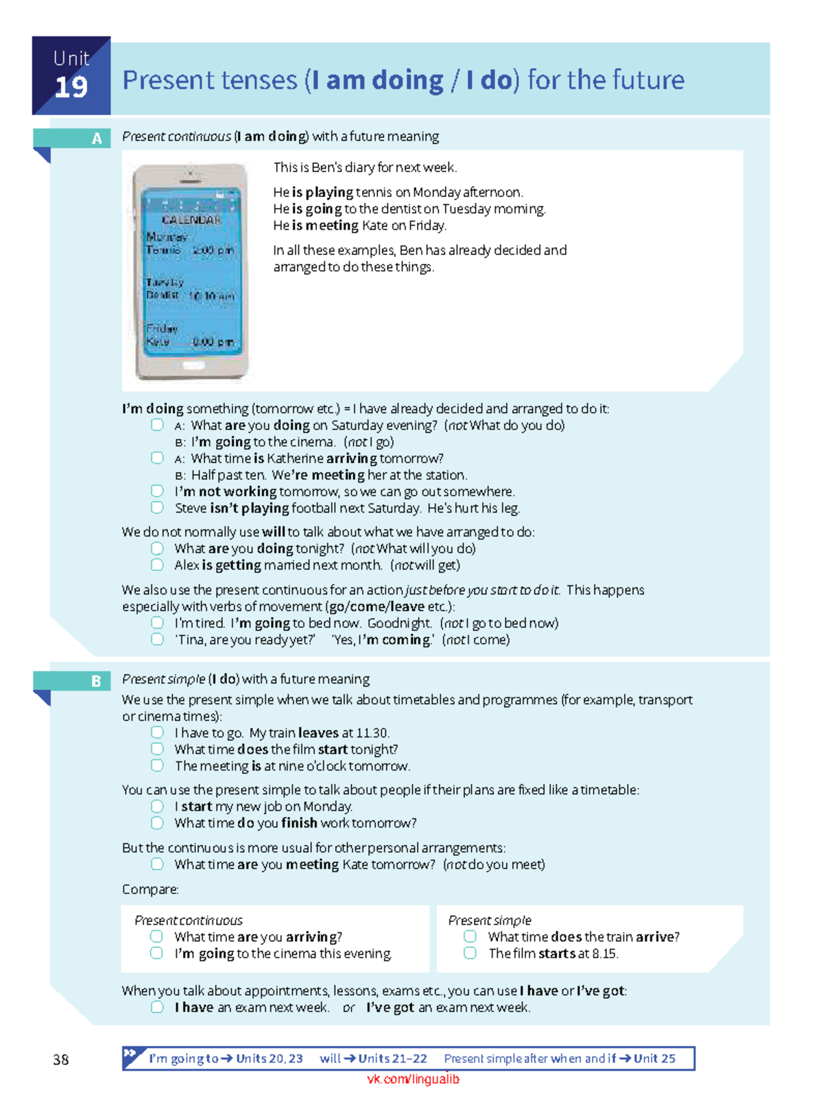 Academic Task 06 - Unit 19 and 25 - facebook/LinguaLIB 19 Present tenses (I am doing / I do) for ...