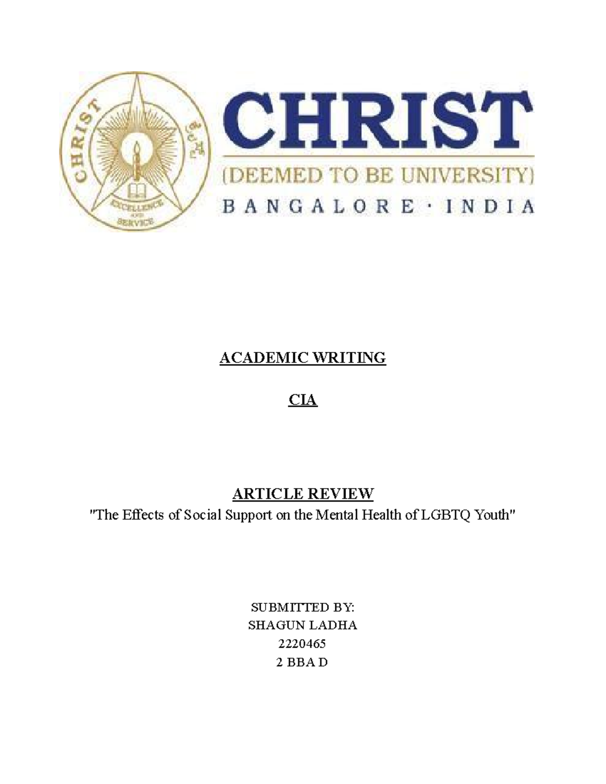 Article Review SEC CIA - SDH - ACADEMIC WRITING CIA ARTICLE REVIEW "The ...