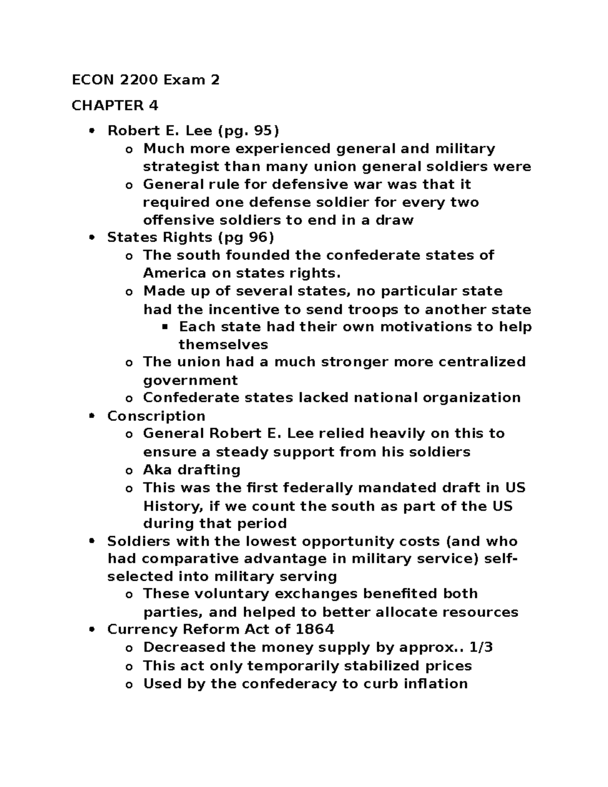 ECON 2200 Exam 2 - notes for exam - ECON 2200 Exam 2 CHAPTER 4 Robert E ...