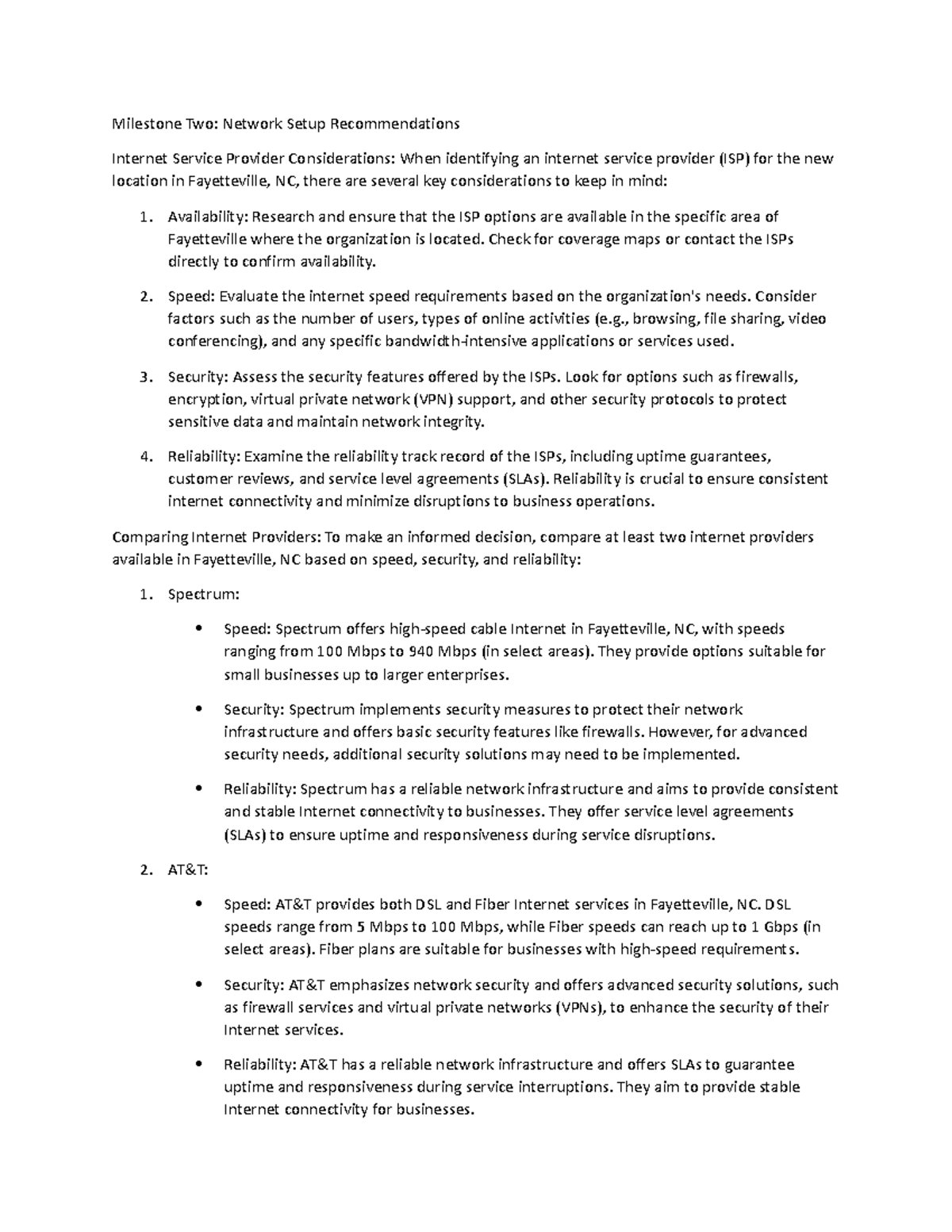 Milestone Two - assignment - Milestone Two: Network Setup ...