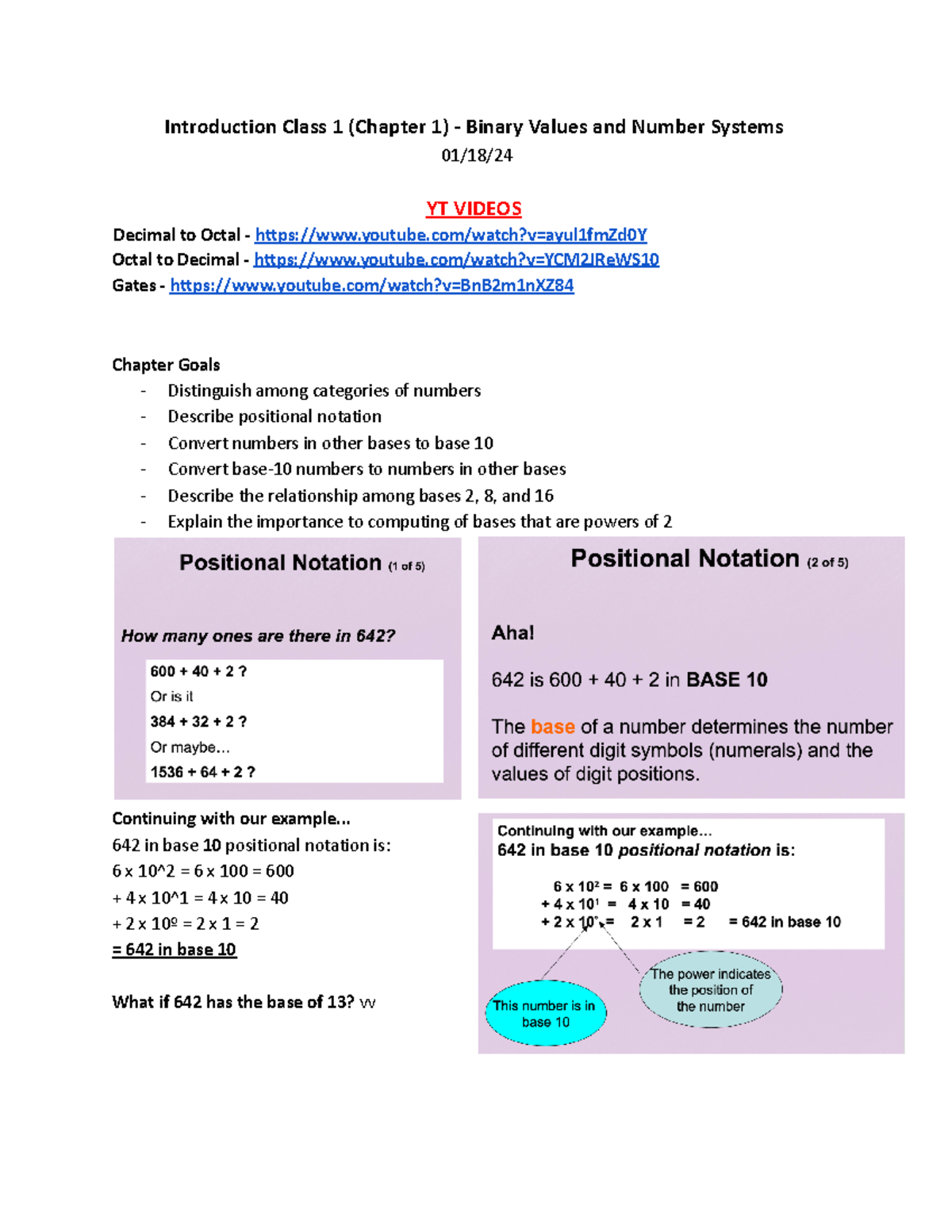 Midterm Notes - ITM 207 - Introduction Class 1 (Chapter 1) - Binary ...