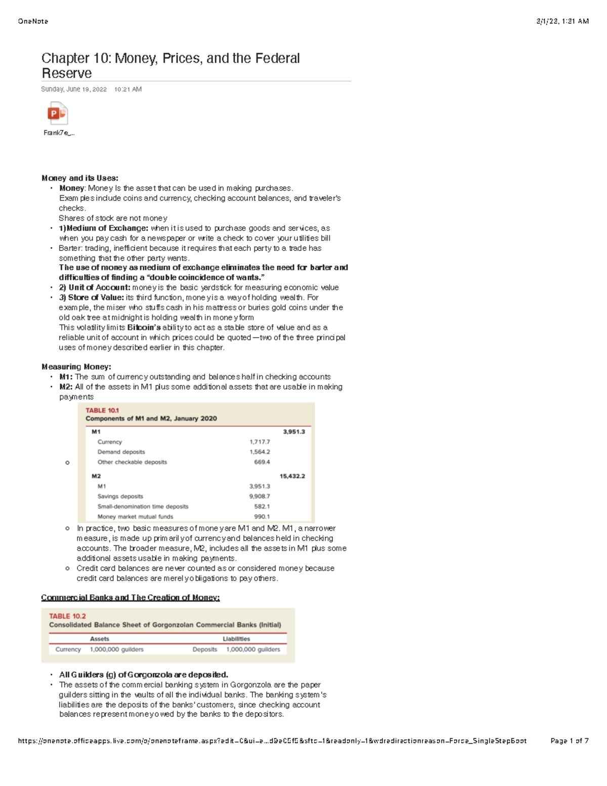 Chapter 10 Summary - Chapter 10: Money, Prices, and the Federal Reserve ...