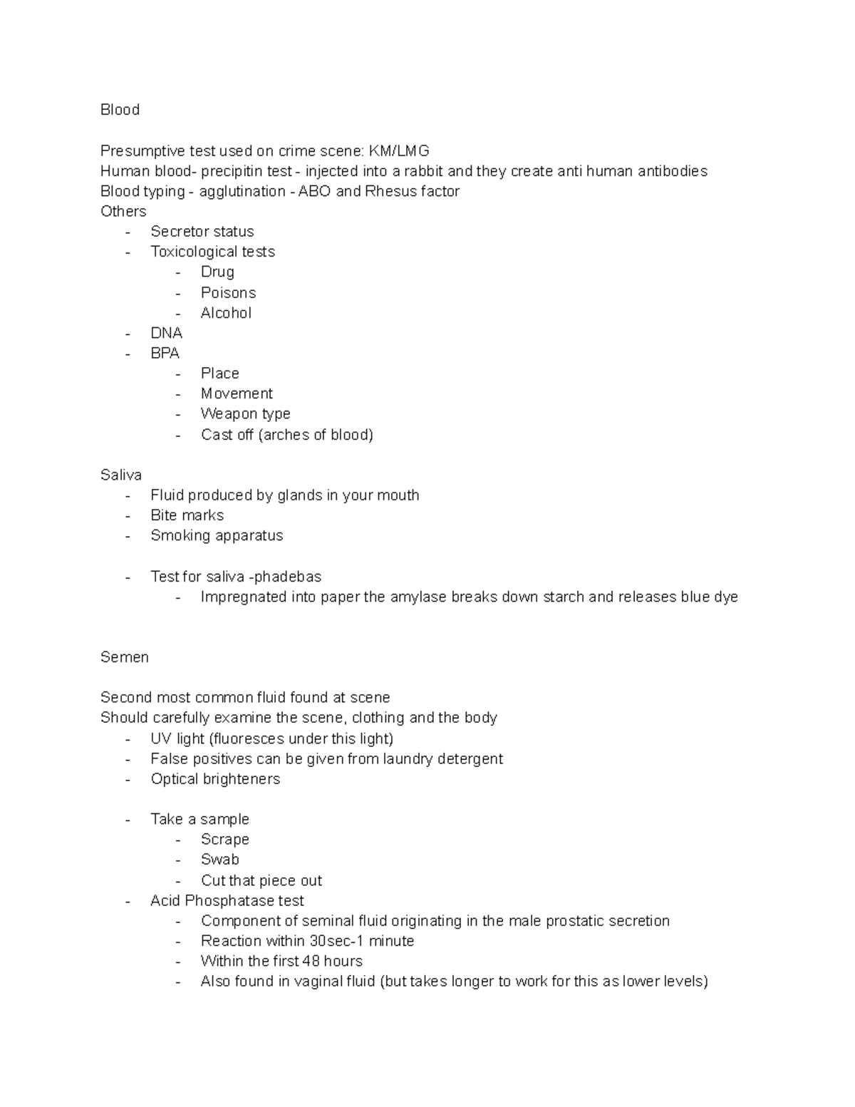 Blood - Blood Presumptive test used on crime scene: KM/LMG Human blood ...
