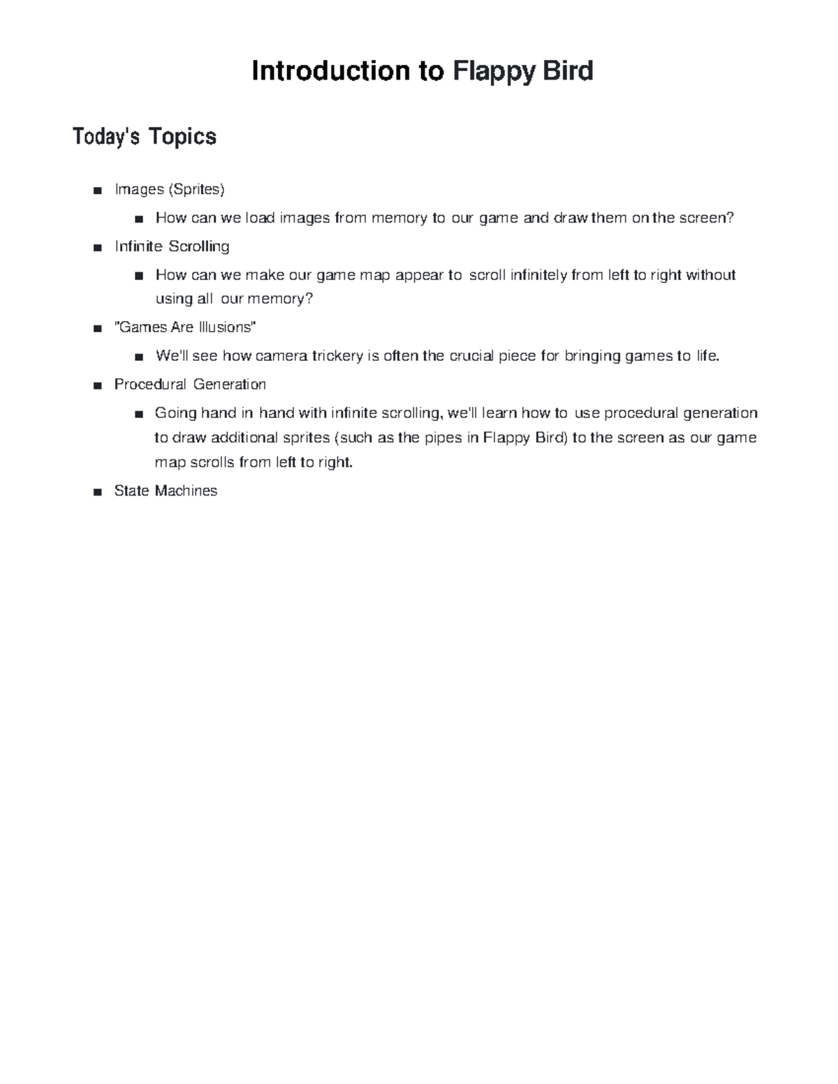 Introduction to Flappy Bird - Introduction to Flappy Bird Today's ...