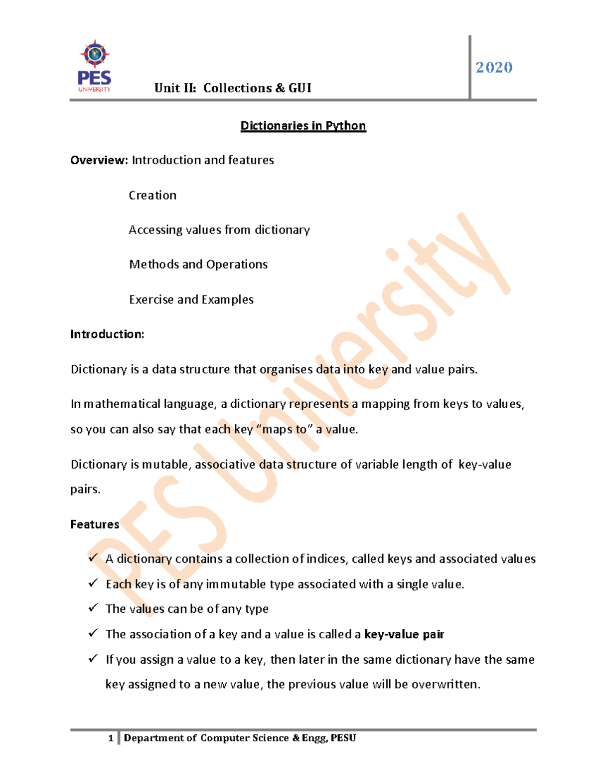 Dictionary - very good - Unit II: Collections & GUI Dictionaries in ...