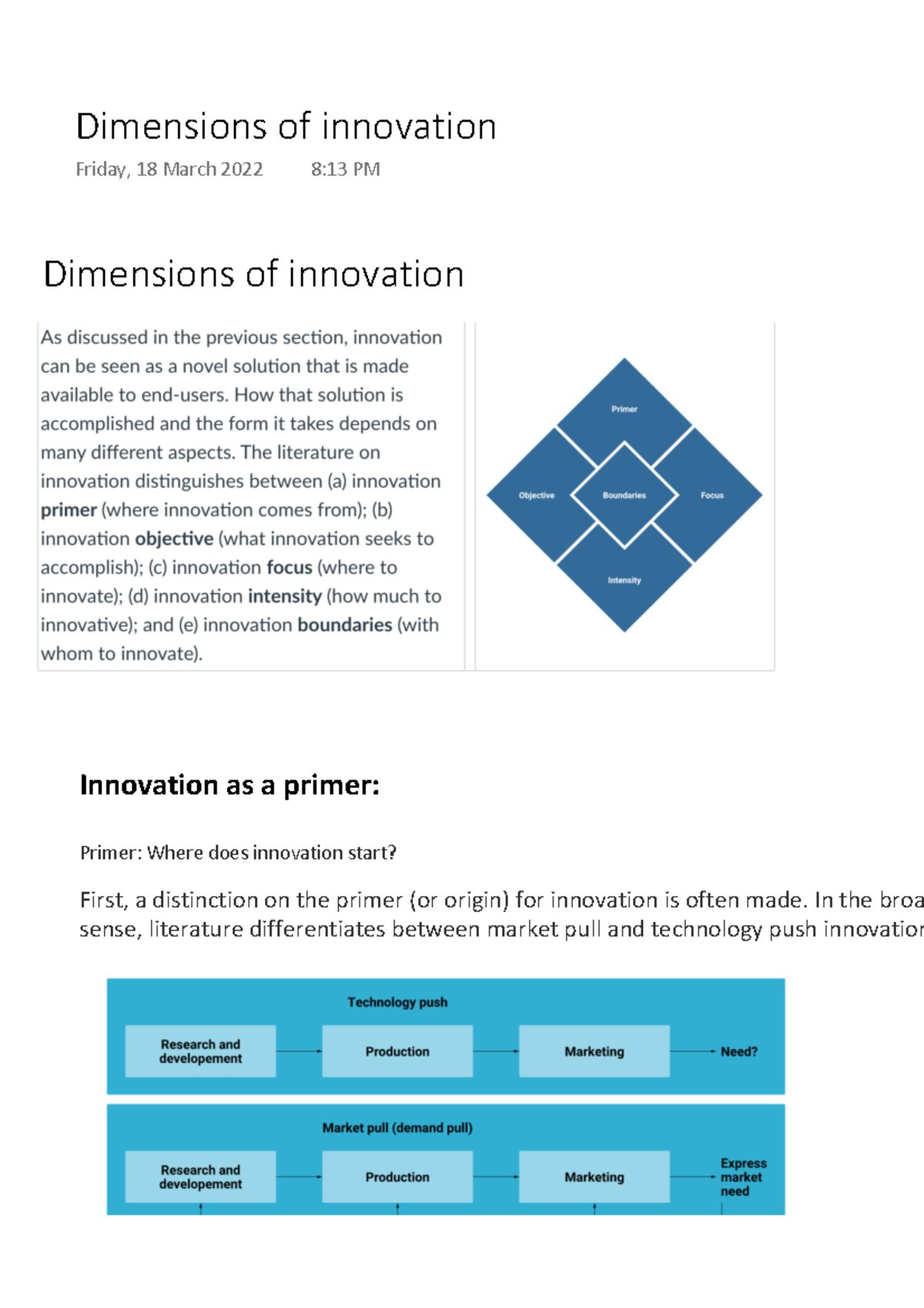 Dimensions of innovation - Dimensions of innovation Innovation as a ...