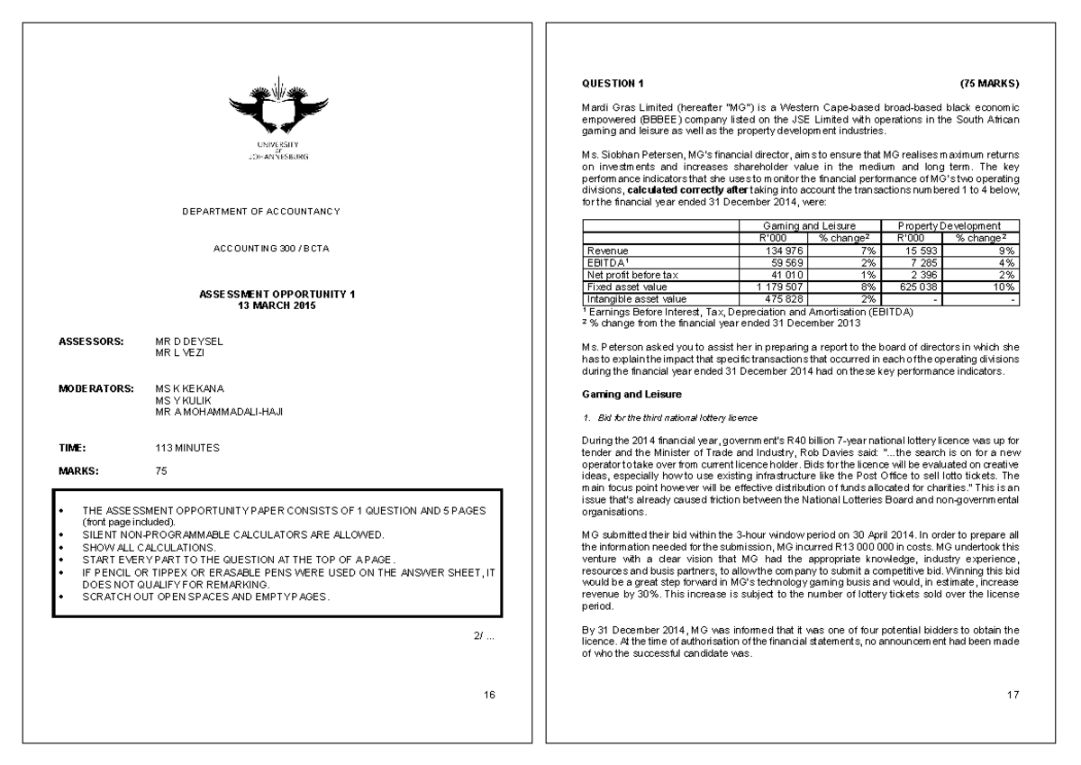 Additional questions 2015 assessments - ####### - Studocu