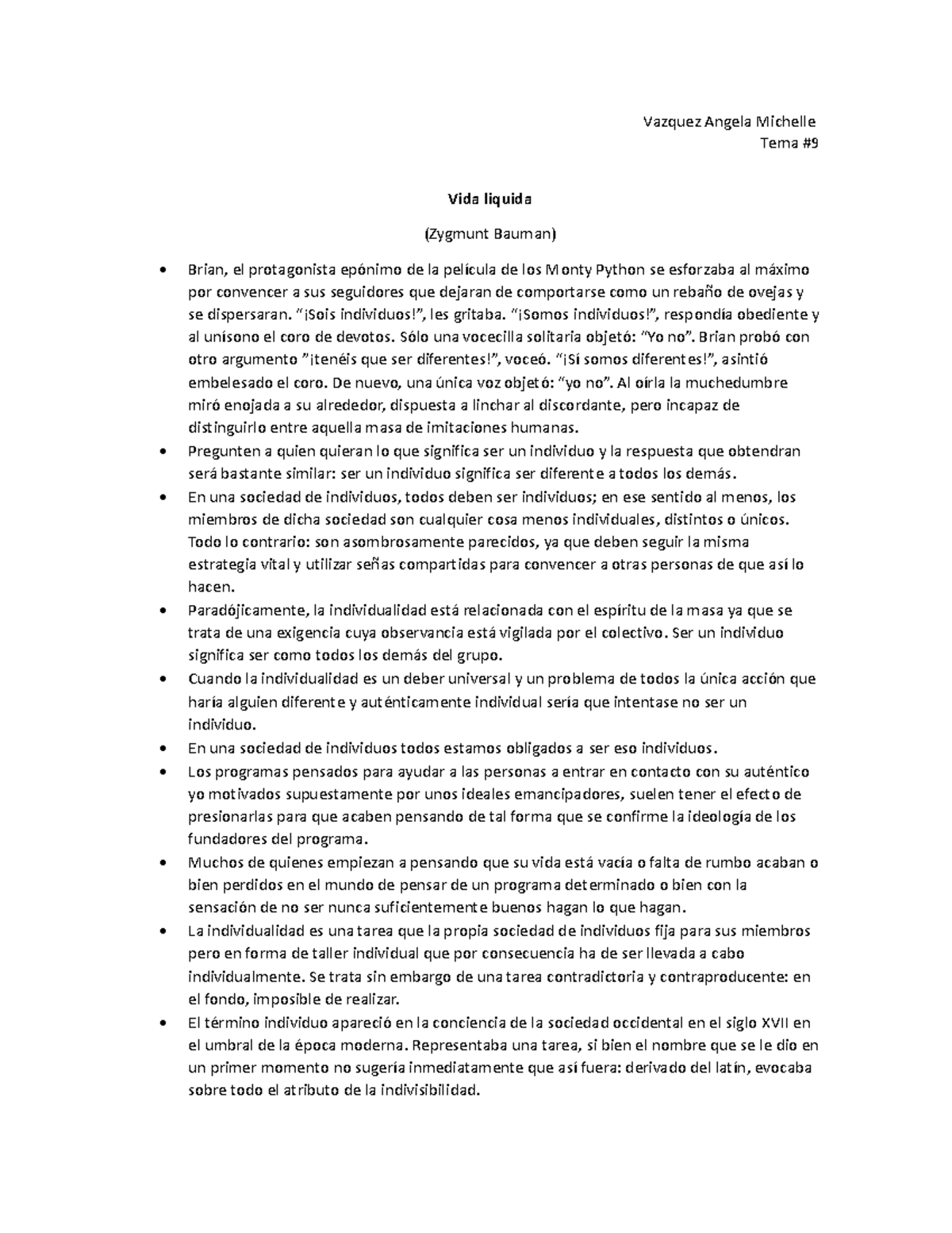 Vida liquida - Vazquez Angela Michelle Tema # Vida liquida (Zygmunt ...