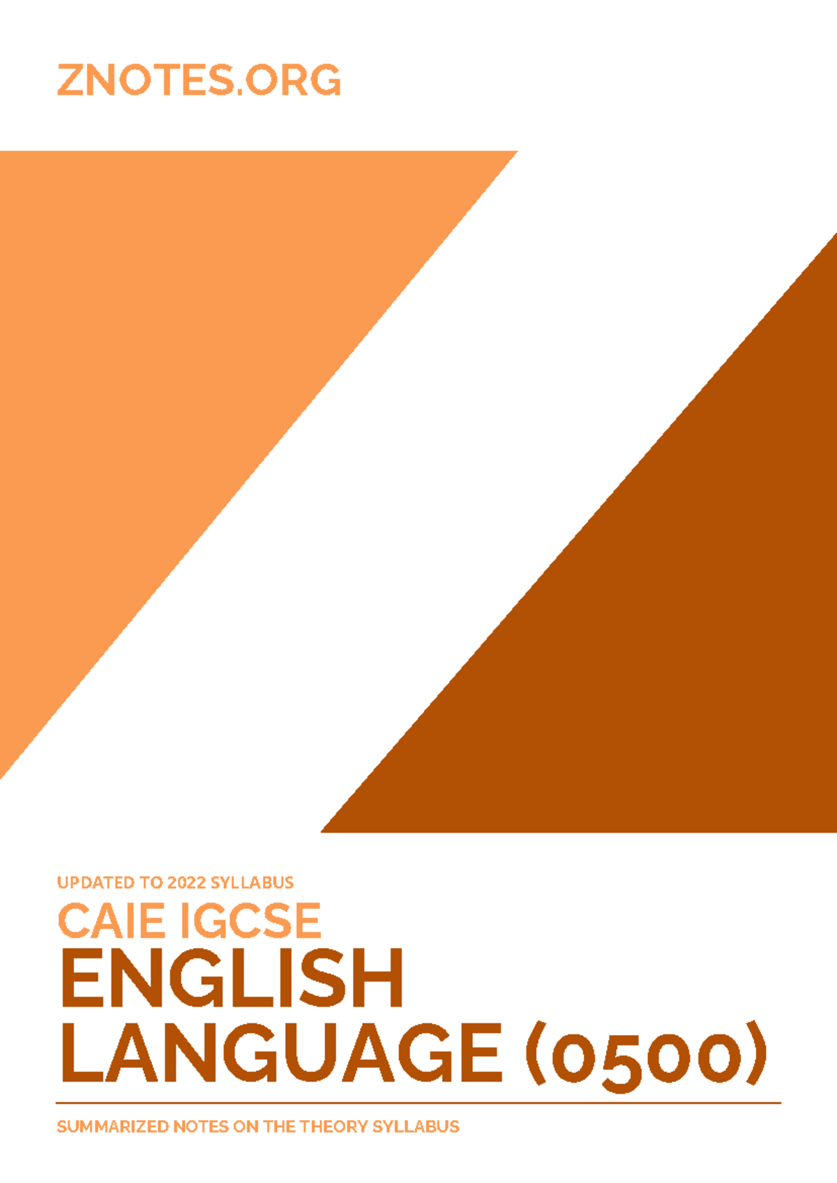 Eng notes - ZNOTES SUMMARIZED NOTES ON THE THEORY SYLLABUS ENGLISH ...