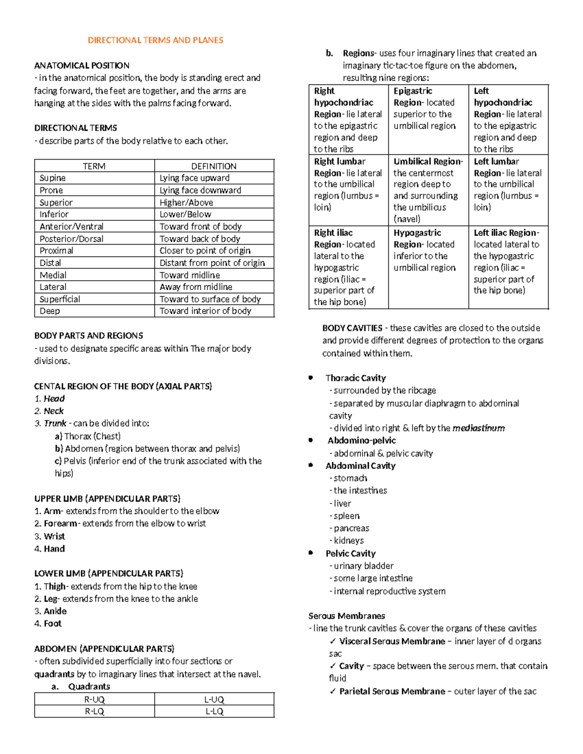 Anatomical Position - DIRECTIONAL TERMS AND PLANES ANATOMICAL POSITION ...