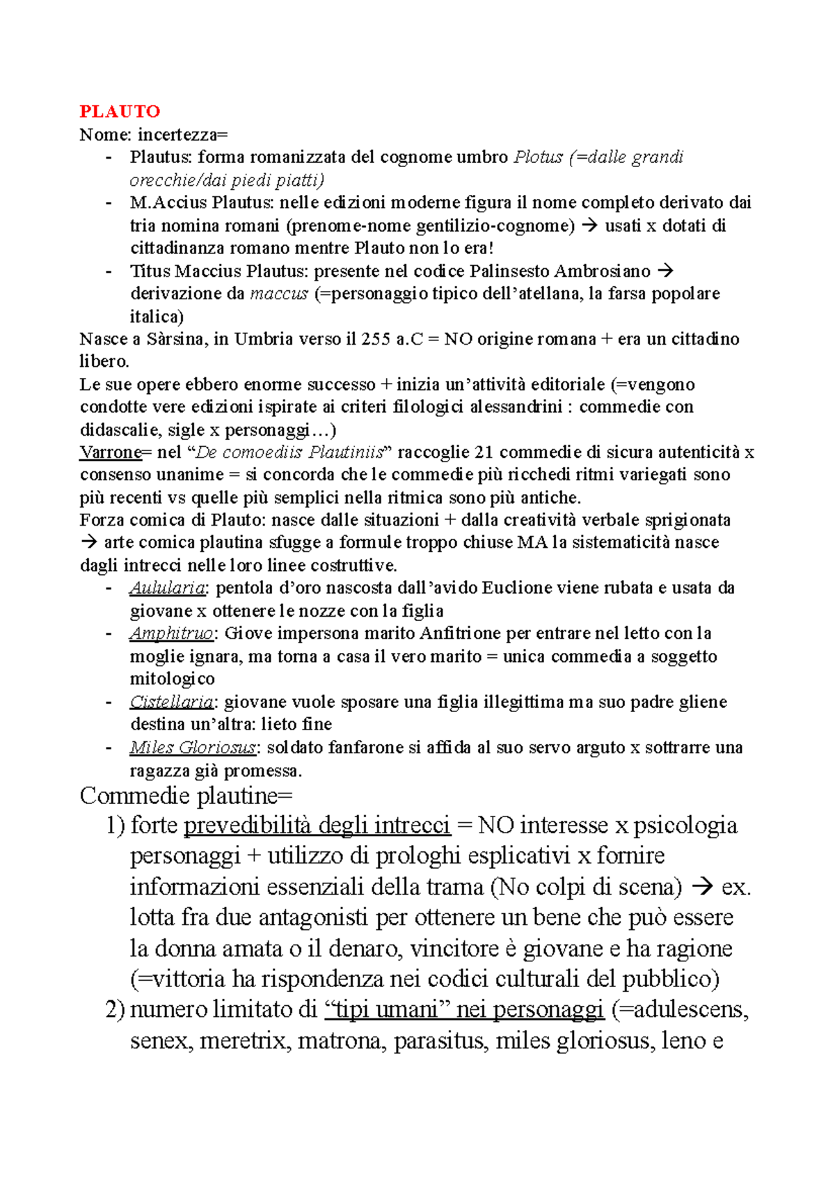 Plauto - Letteratura latina. Manuale storico dalle origini alla fine ...