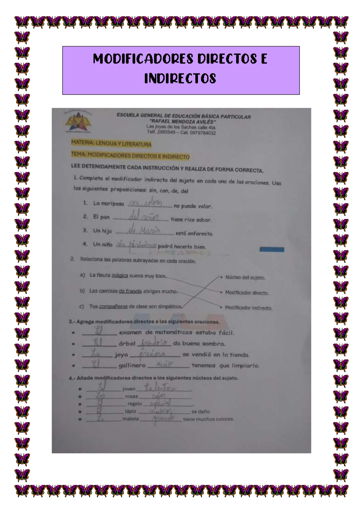 los modificadores directos e indirectos - MODIFICADORES DIRECTOS E ...