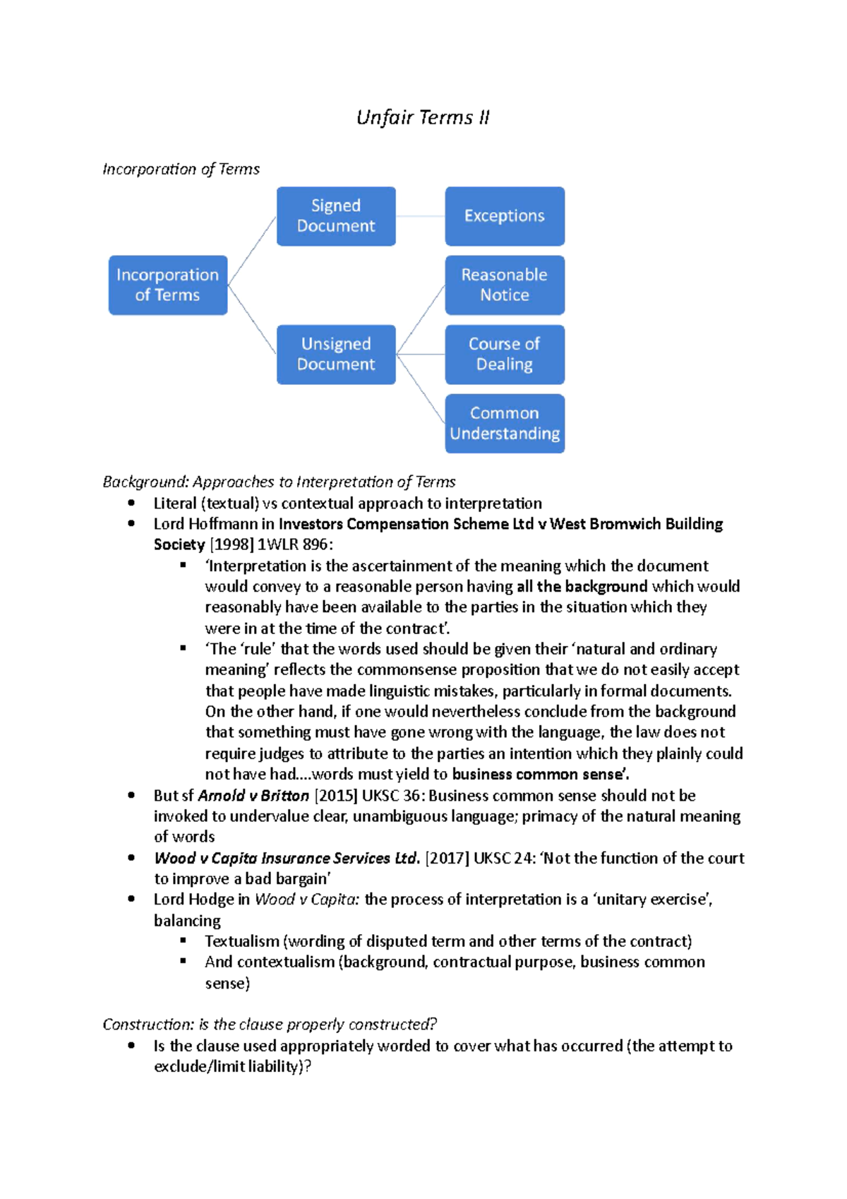Unfair Terms II - Lecture notes Week 5 - Unfair Terms II Incorporation ...