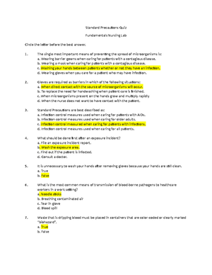 Standard Precautions Quiz - Standard Precautions Quiz Fundamentals ...