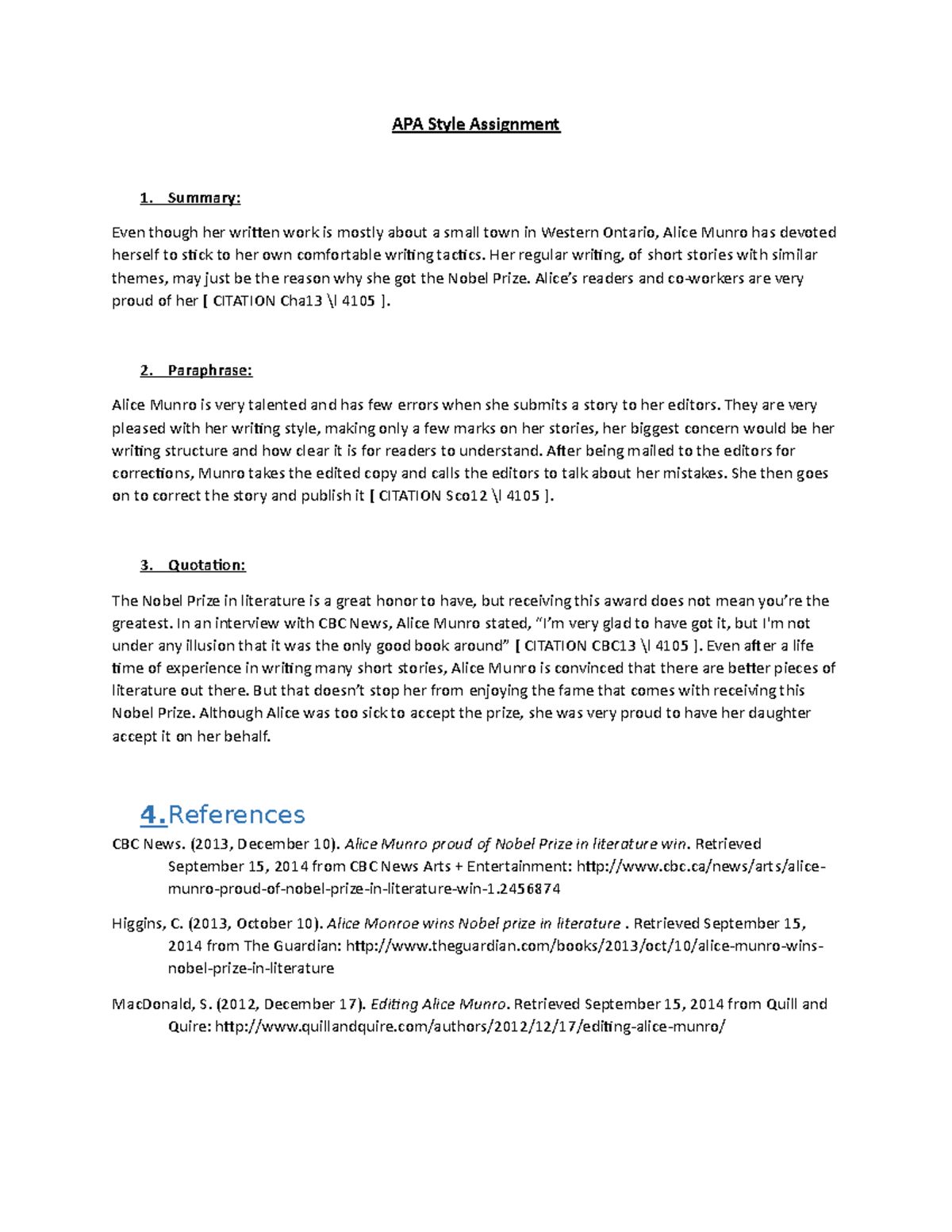 APA Student Sample - communication I - APA Style Assignment Summary ...