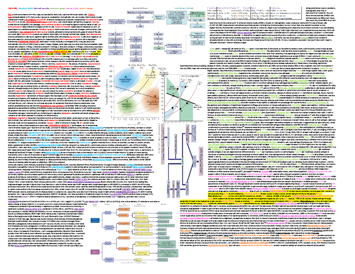 Patho Exam 1 Cheat Sheet - Cells=RED; Genetics= BLUE; lab med =purple ...