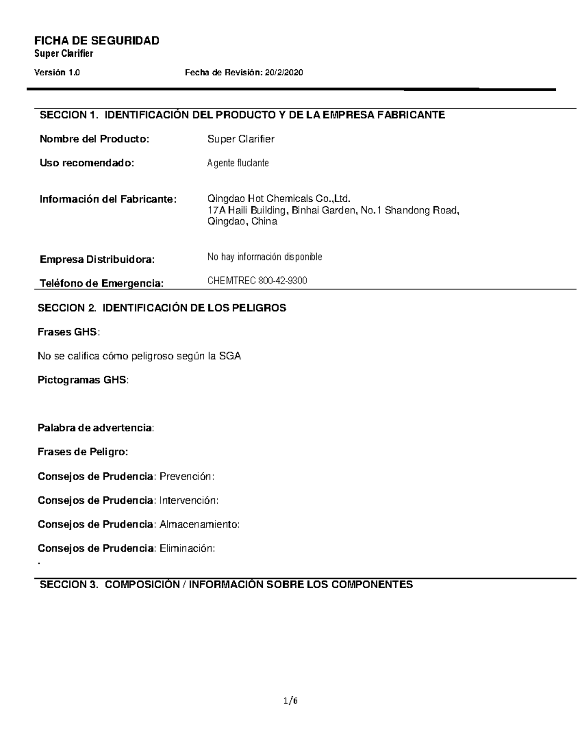 FDS Claripure Blue Uso Y Dosificaci n FICHA DE SEGURIDAD Super fds-claripure-blue-uso-y-dosificaci-n-ficha-de-seguridad-super