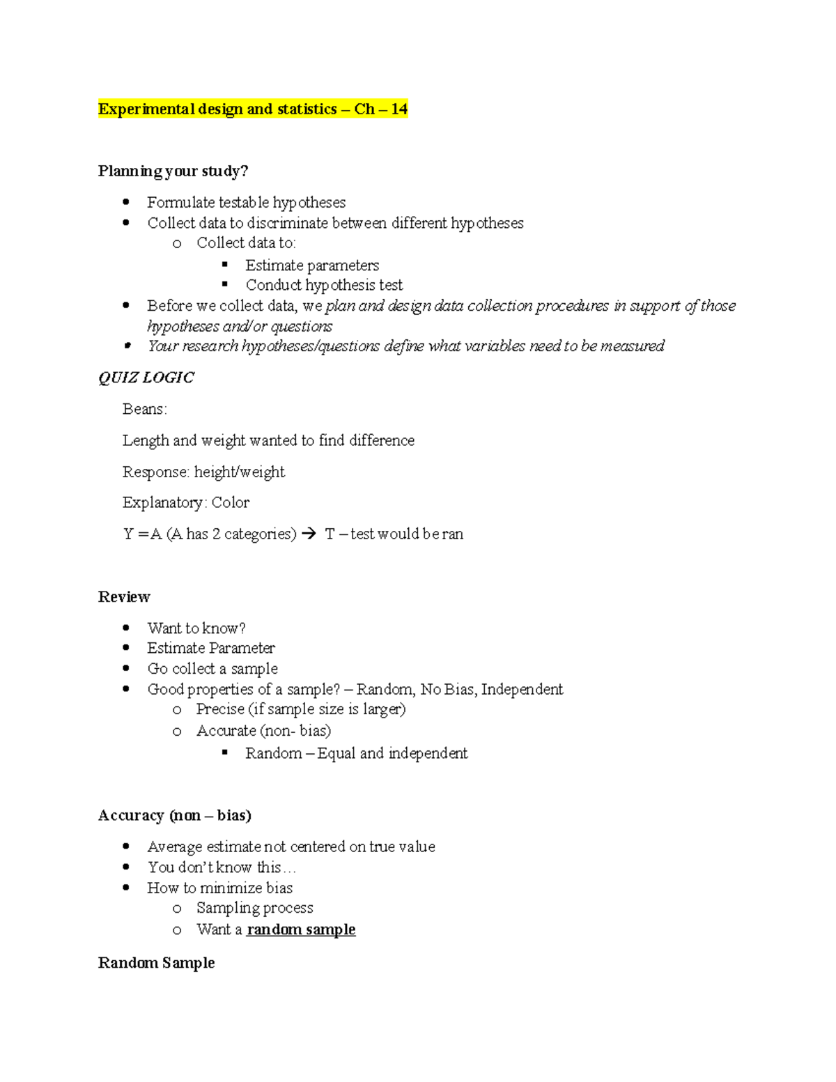 4-19-22 - Lecture Notes - Experimental design and statistics – Ch – 14 ...
