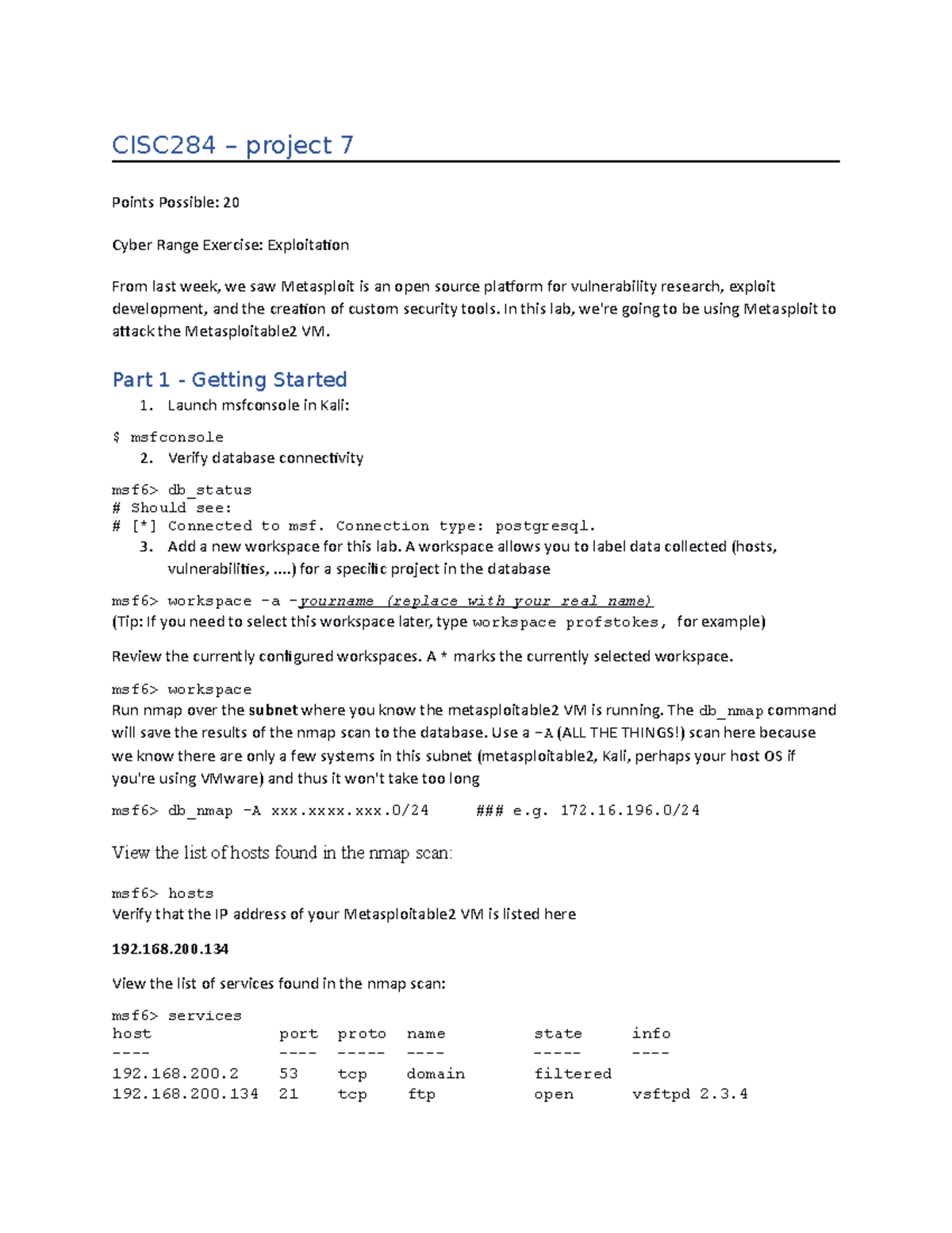 CISC284 alt project 7 exploit - CISC284 – project 7 Points Possible: 20 ...