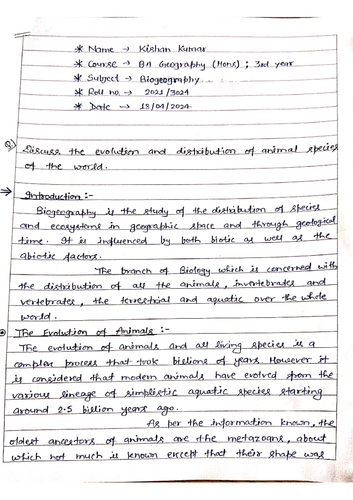 Evolution and distribution of animal species - Geography - Studocu