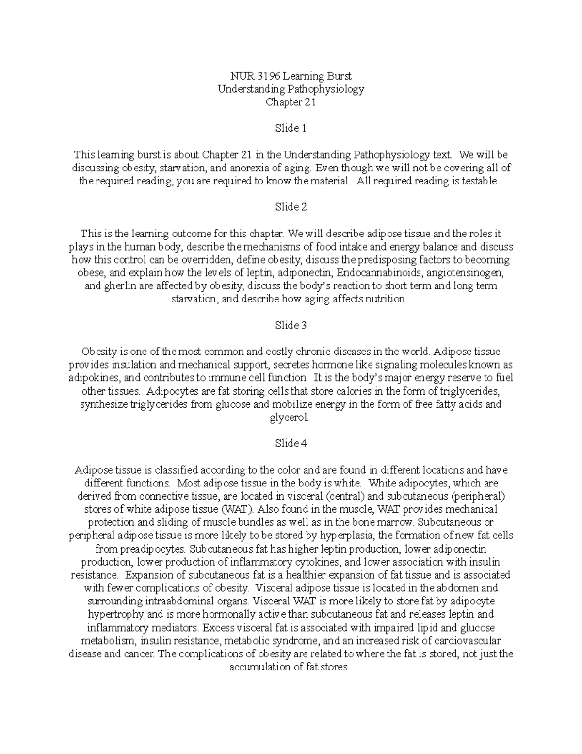 LB5 transcript - NUR 3196 Learning Burst Understanding Pathophysiology ...