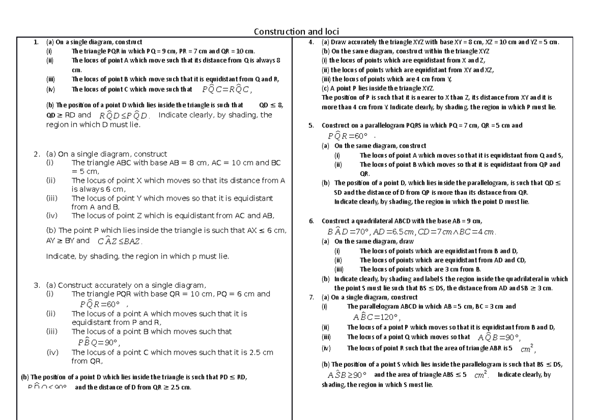 Construction and loci dev - Construcion and loci (a) On a single ...