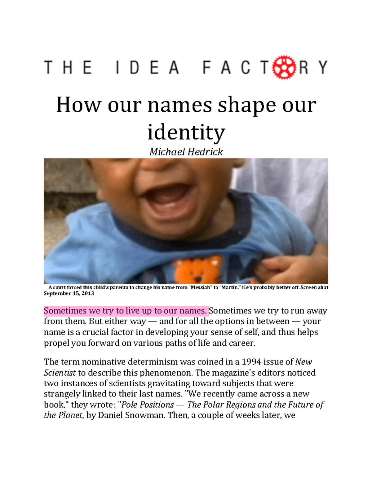 How our names shape our identity - How our names shape our identity ...