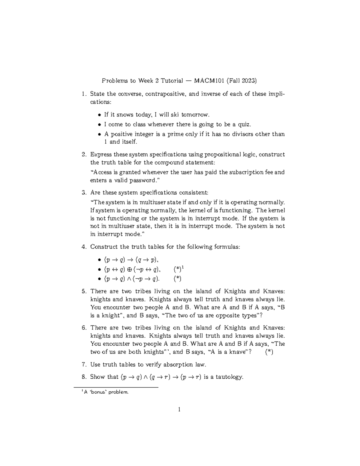 Tutorial number 2 - Problems to Week 2 Tutorial — MACM101 (Fall 2023 ...