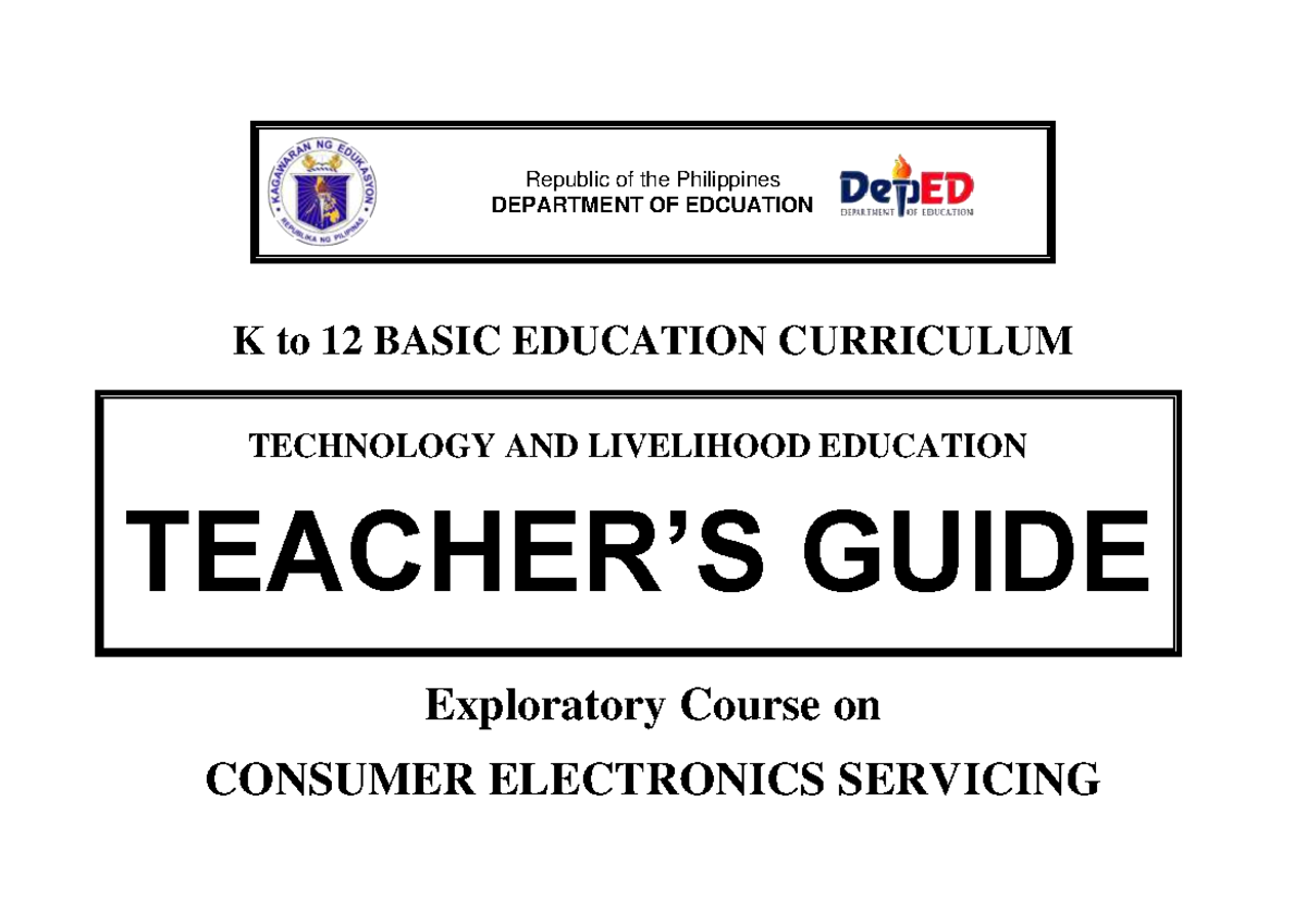 Consumer Electronics Servicing TG - K to 12 BASIC EDUCATION CURRICULUM ...
