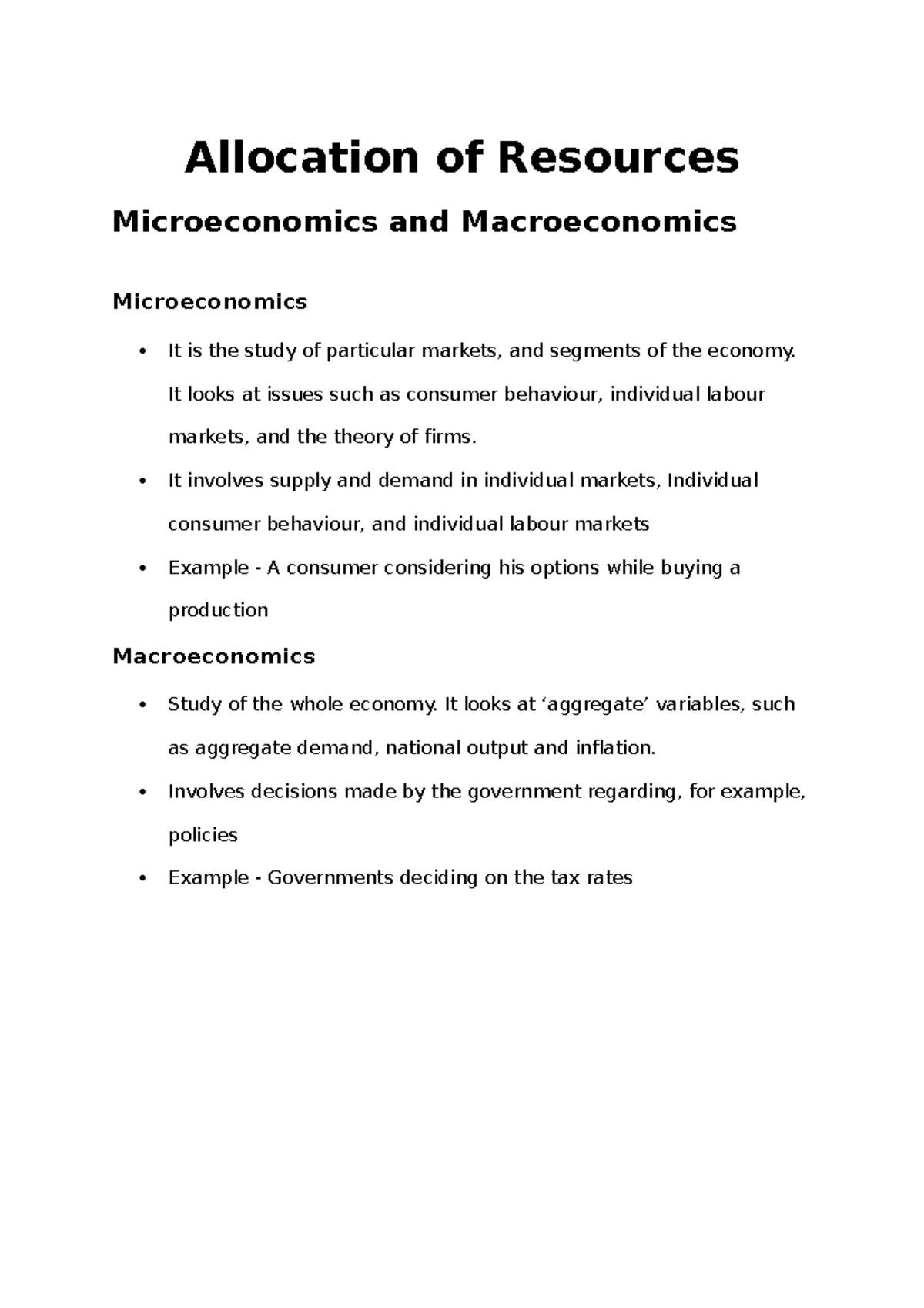 Allocation of Resources - Allocation of Resources Microeconomics and ...