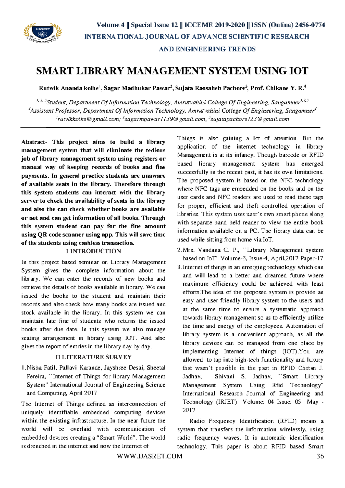 library research - INTERNATIONAL JOURNAL OF ADVANCE SCIENTIFIC RESEARCH ...