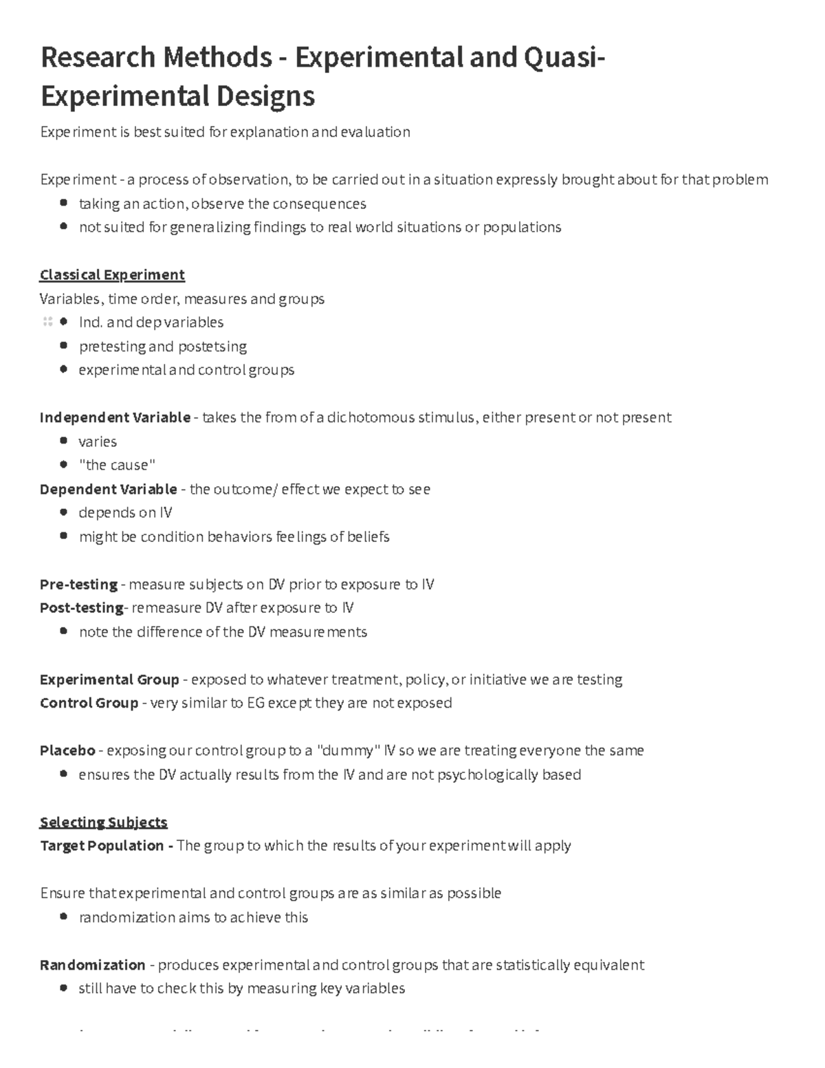 RM - Experimental - Research Methods - Experimental and Quasi ...