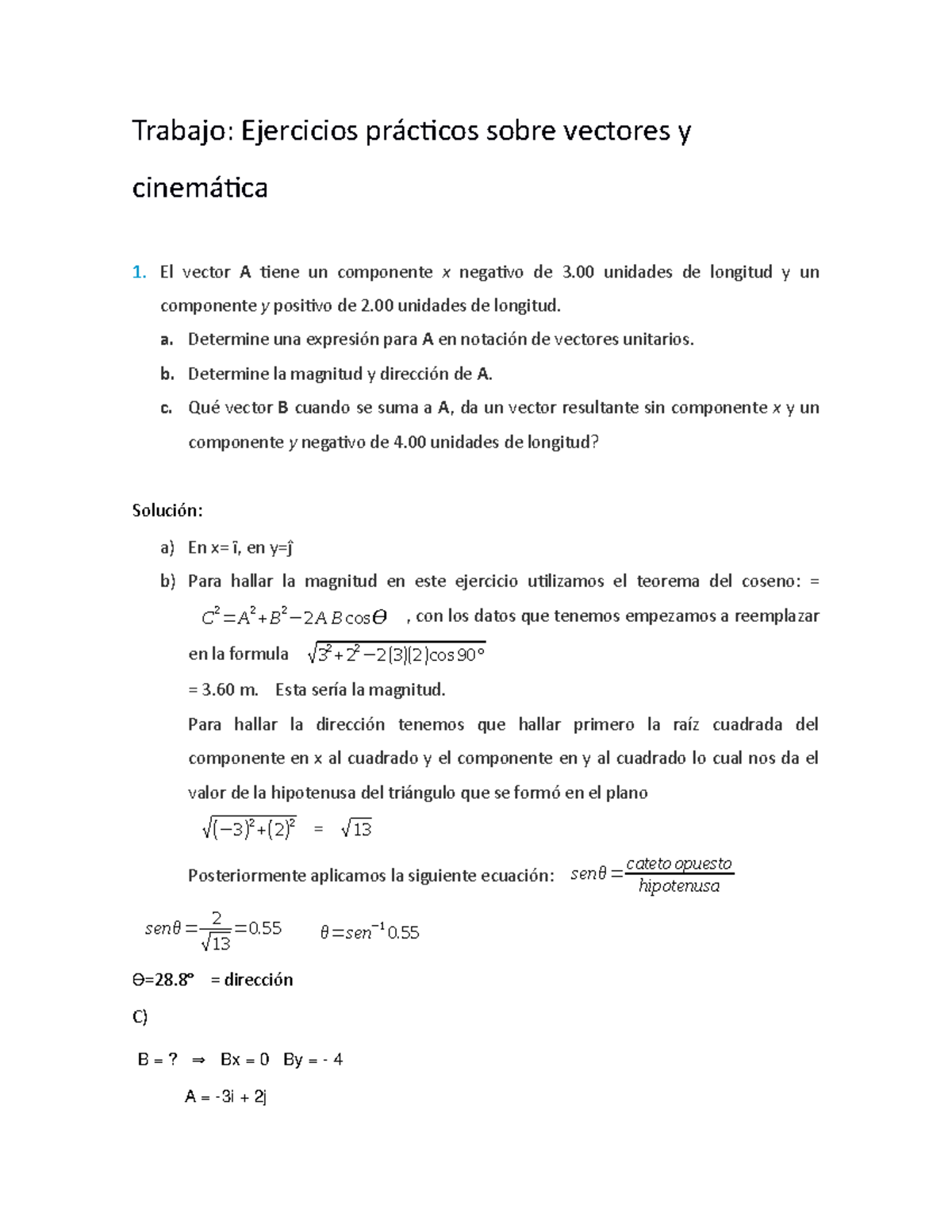 Trabajo 1 fisica - EJERCICIOS - Trabajo: Ejercicios prácticos sobre ...
