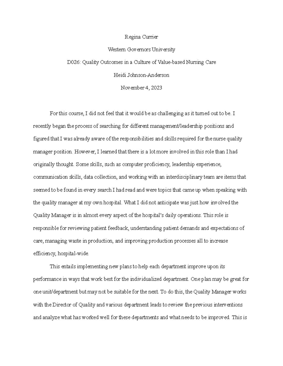 Phase 1 Written Reflection - Regina Currier Western Governors ...