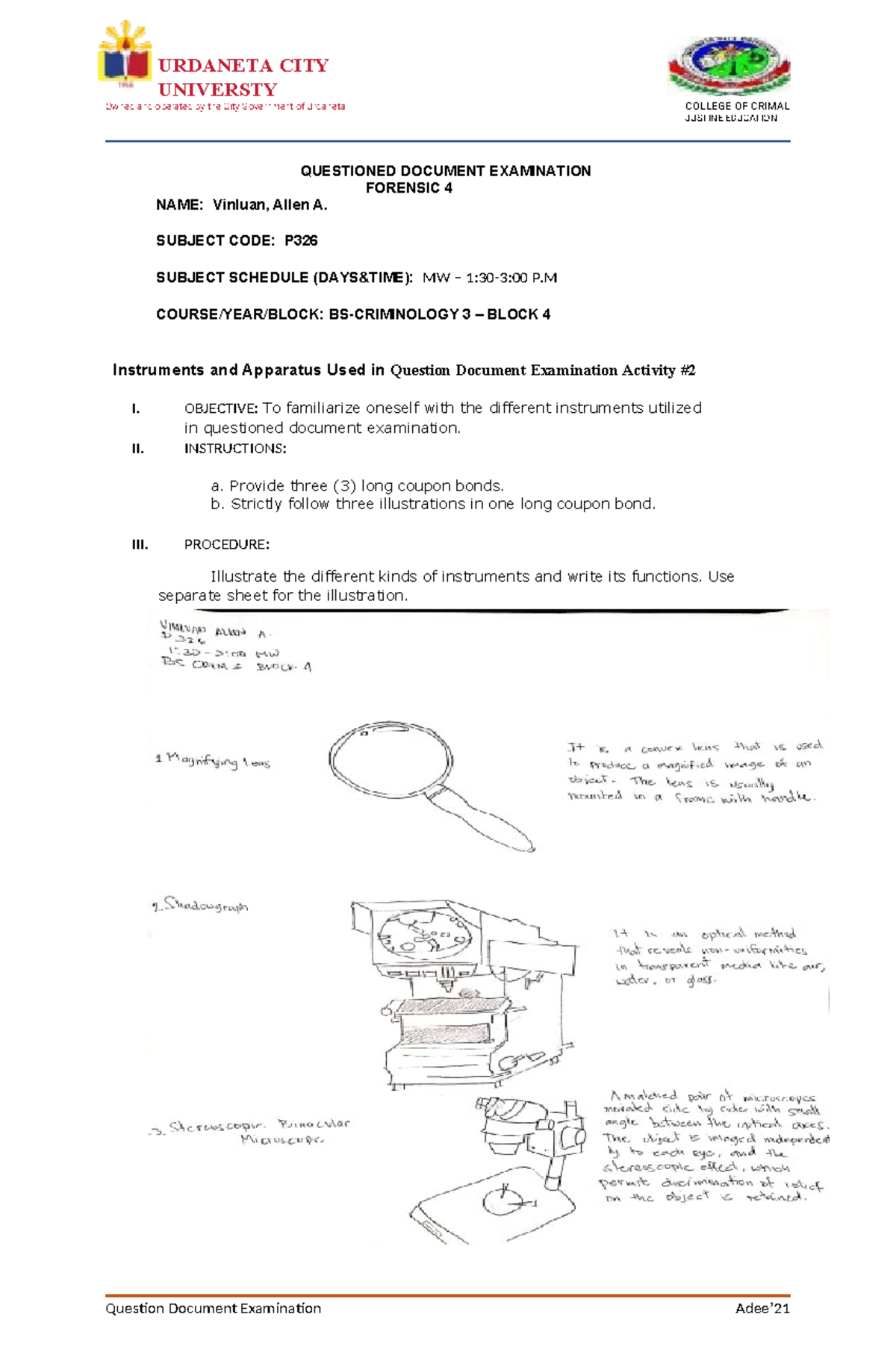 question document examination - UNIVERSTY Owned and operated by the ...