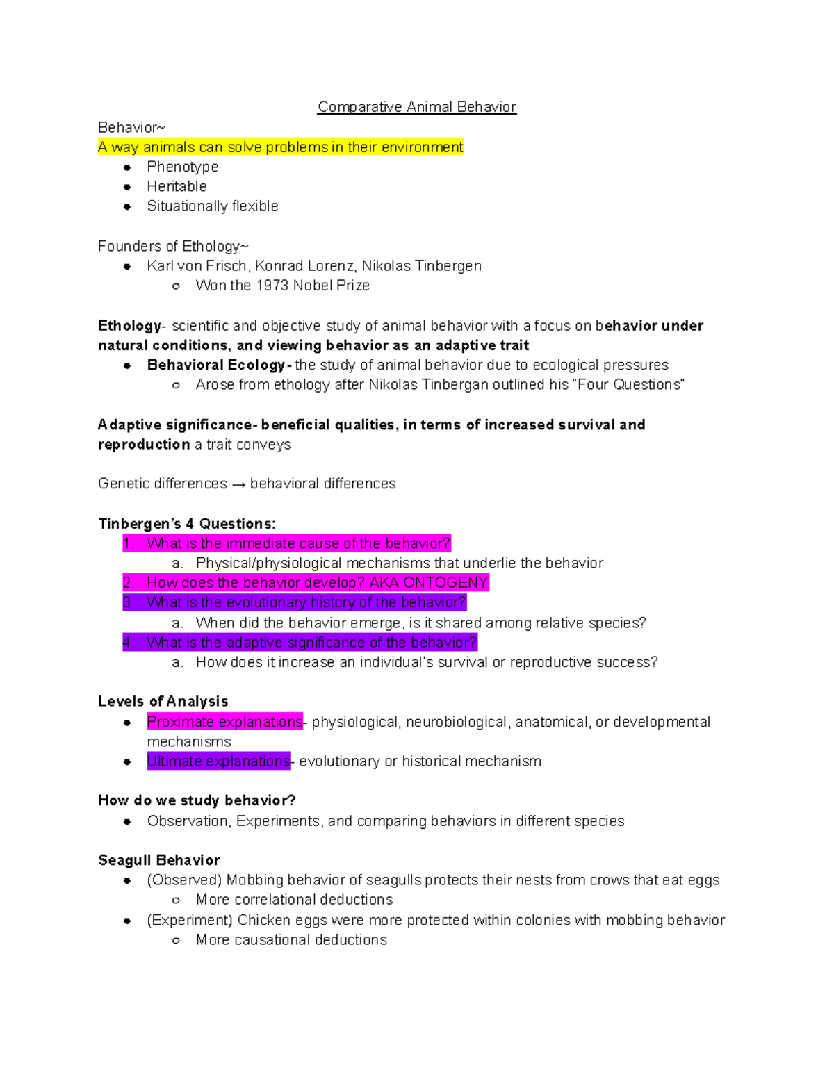 Comparative Animal Behavior - Comparative Animal Behavior Behavior~ A ...